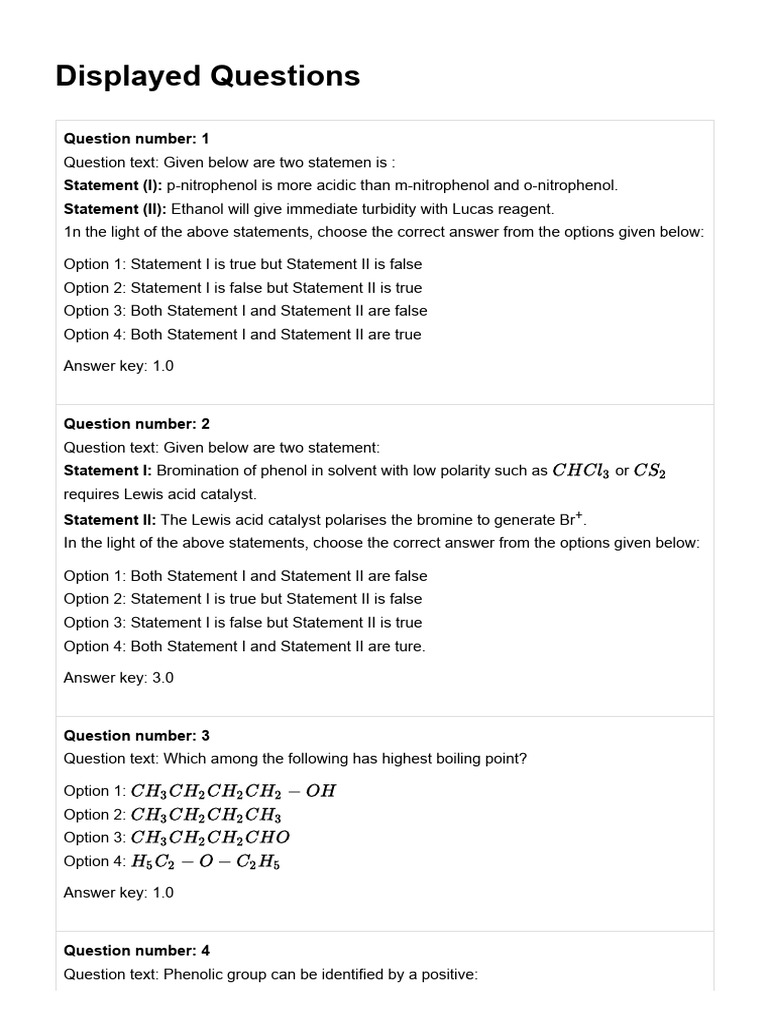 PYQ JEE Theory Chemistry Questions Qno 1-195 | PDF | Amino Acid ...