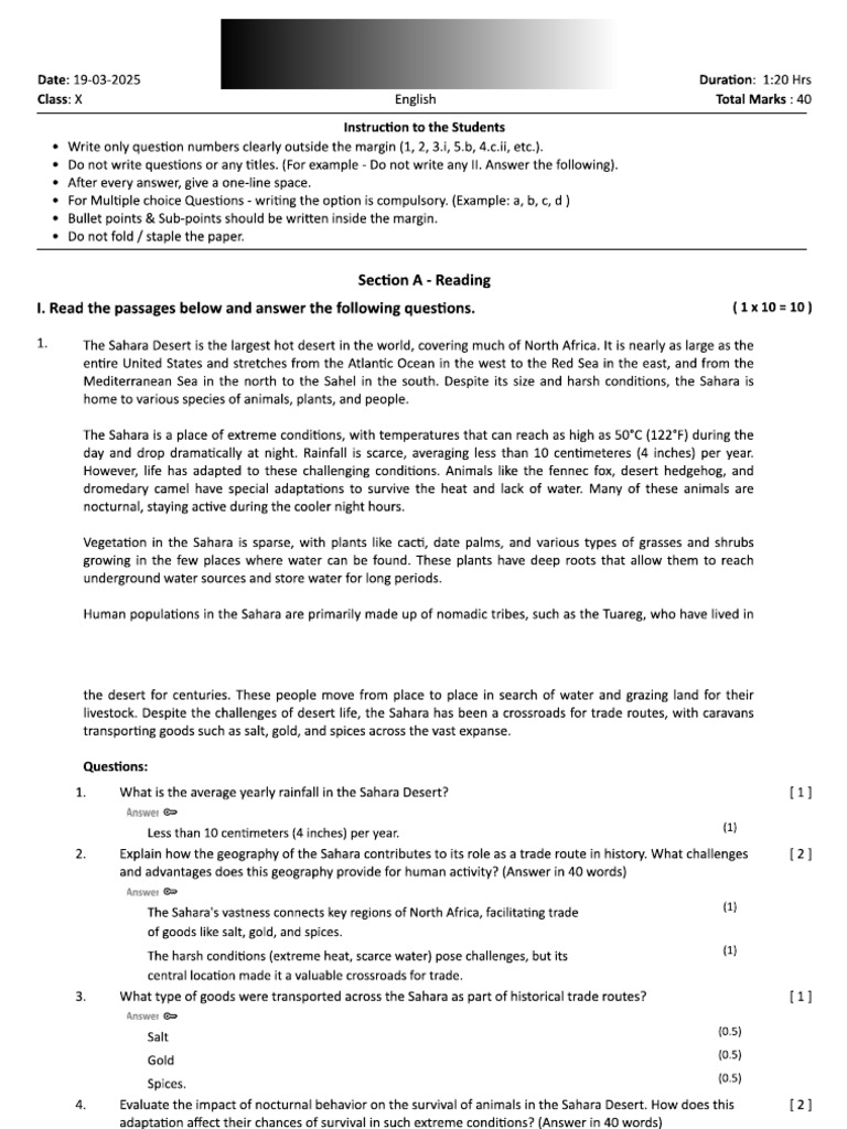 G10 - English QP With AK | PDF