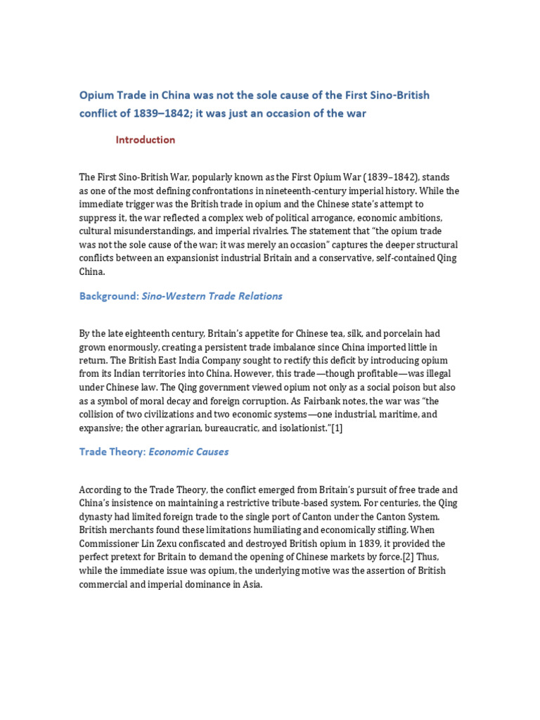 Causes of the First Opium War Explained | PDF | British Empire | Qing ...