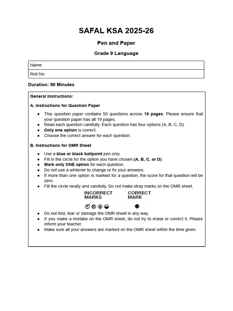 Grade 9 Language Exam Instructions and Stories | PDF | Philately | Leopard