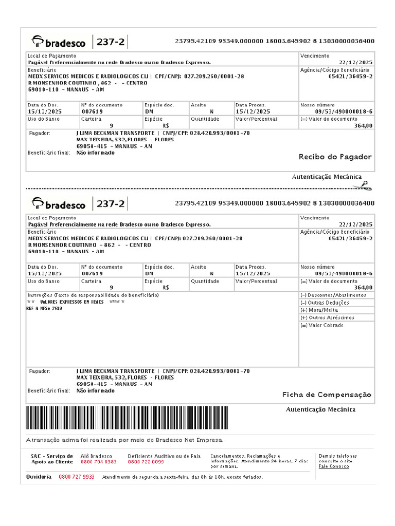 11 2025 - BOLETO NF 7619 | PDF