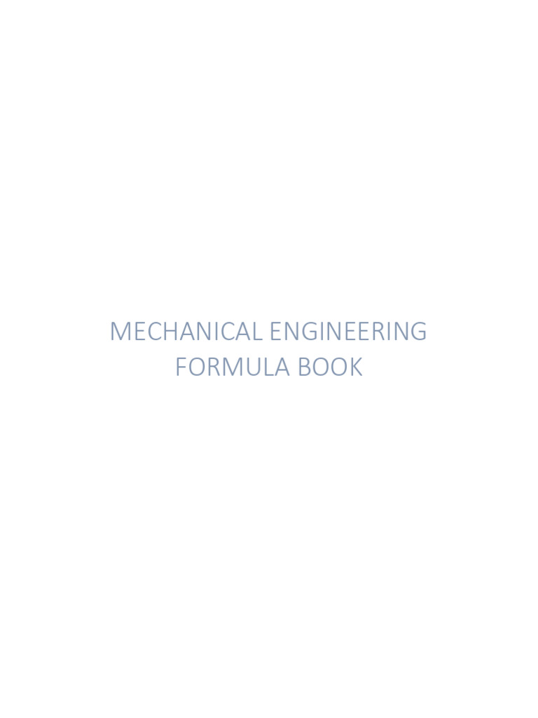 Mechanical Engineering Formula Book Pdf Fluid Dynamics Pressure