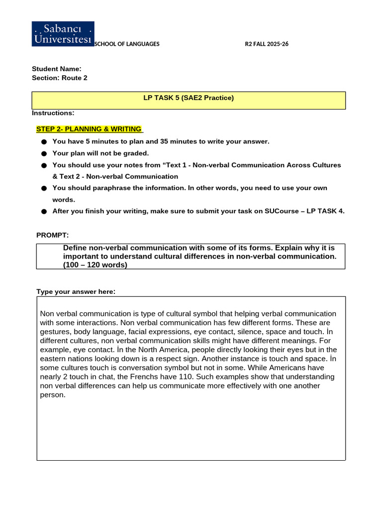 LP TASK 4 Task Sheet | PDF | Nonverbal Communication | Communication