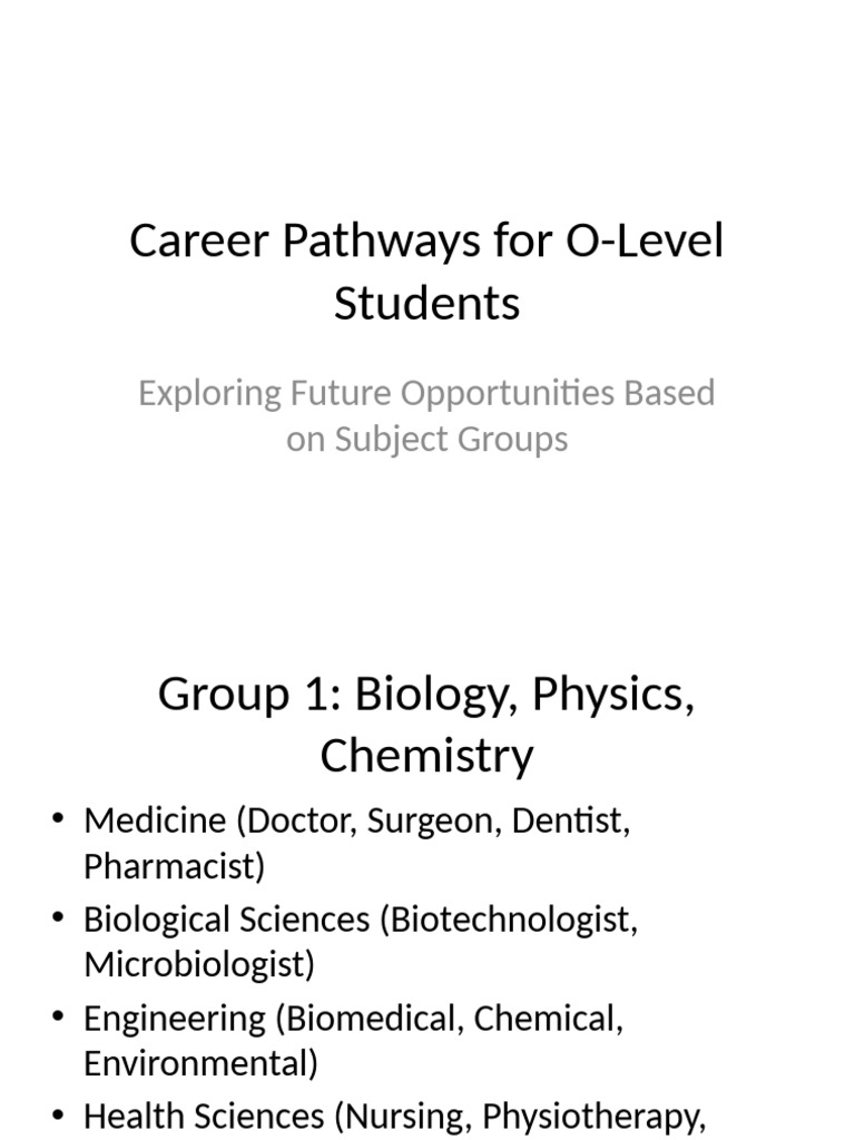 O-Level Career Pathways Explained | PDF