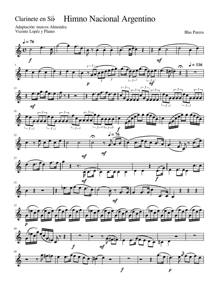 Himno Nacional Argentino Clarinete en Sib | PDF | Musical Forms