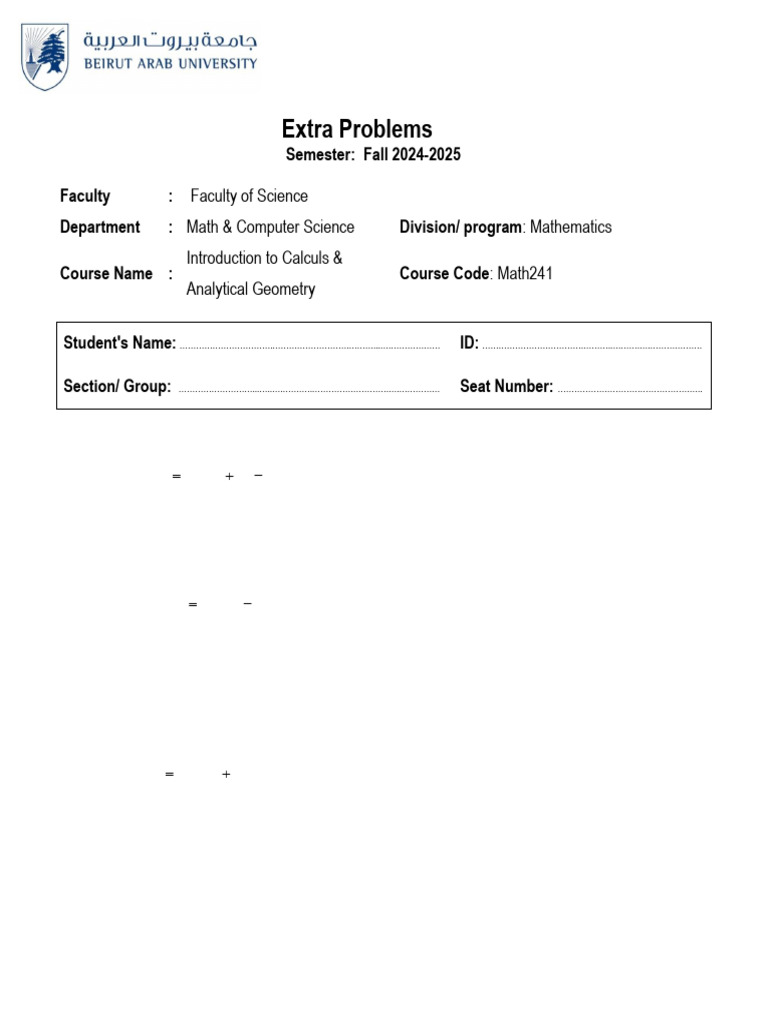 Extar Problems Fall 2024 2025 | PDF