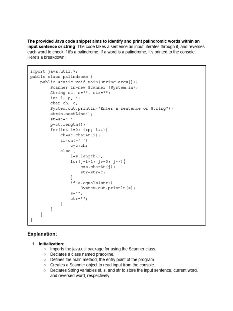 Plaindrome Word Check Code | PDF | String (Computer Science ...