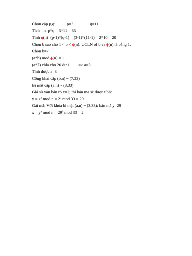 RSA Algorithm Example#1 | PDF