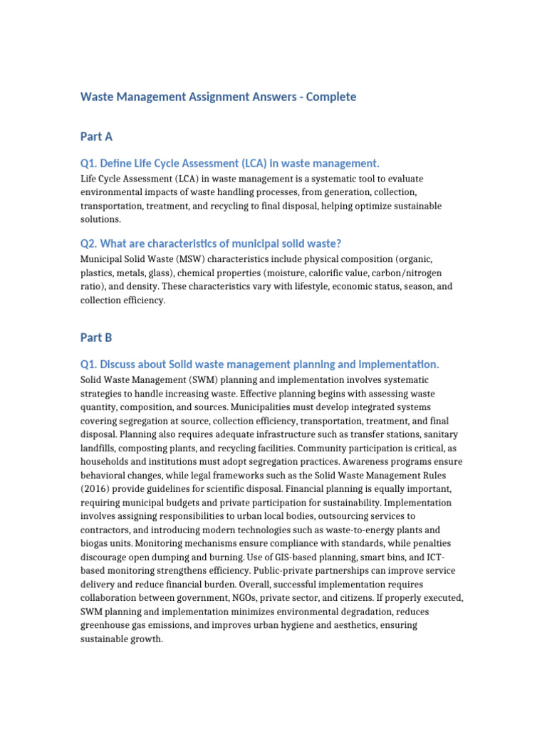 Waste Management Assignment Insights | PDF | Waste Management | Waste