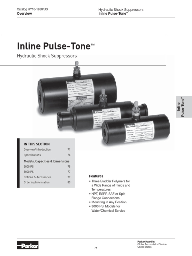 Pulsation Dampener - Parker - Inline Pulse Tone | PDF | Plumbing | Gas ...