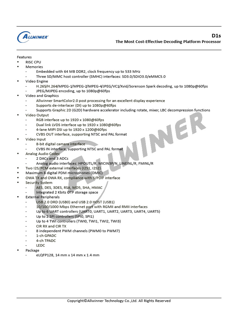 Allwinner D1s Decoding Platform Overview | PDF | Booting | Video