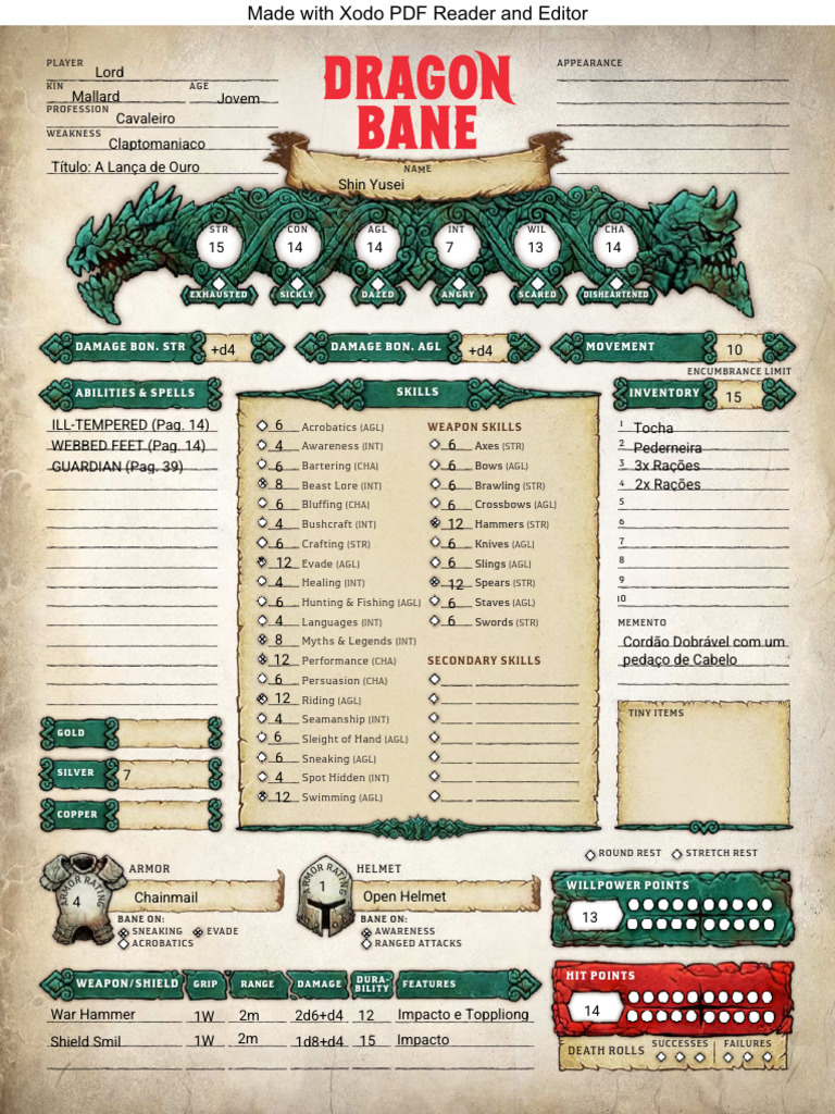 DB Character Sheet v1 (Fillable) (270772351) | PDF