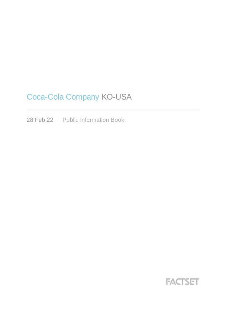Coca-Cola Company Financial Overview 2022 | PDF | The Coca Cola Company ...