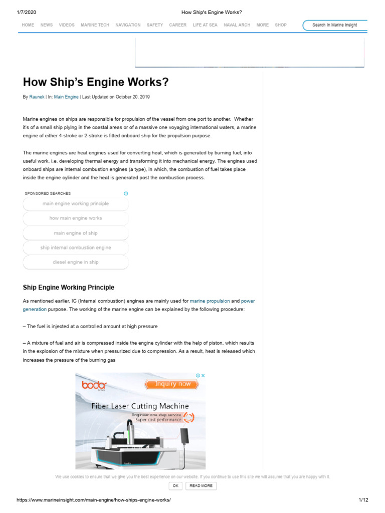 How Ship's Engine Works | PDF | Internal Combustion Engine | Piston
