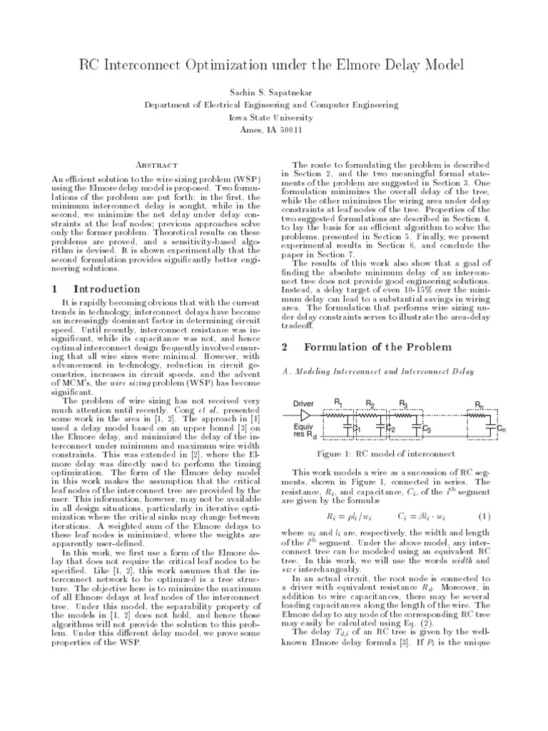 Elmore Delay Model | PDF | Mathematical Optimization | Algorithms