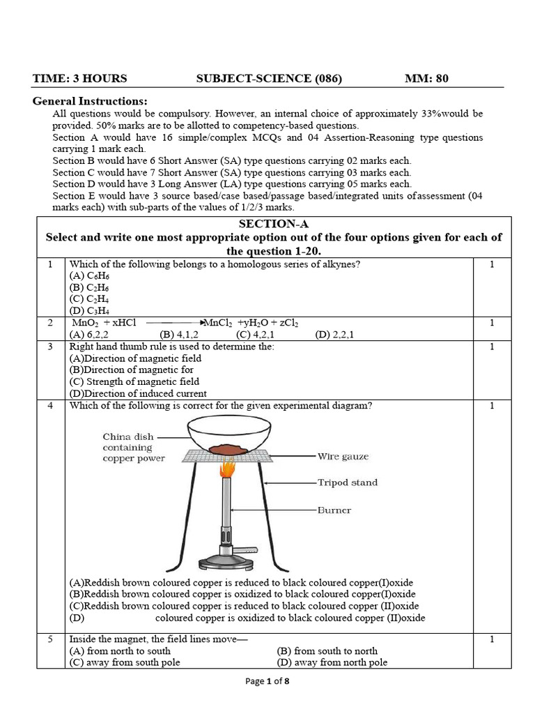 Practice Exam Science -2 5th Feb 2024-25 | PDF | Chemistry | Chemical ...