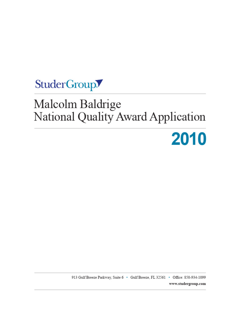 2010 Studer Group Award Application Summary | PDF | Strategic Planning ...