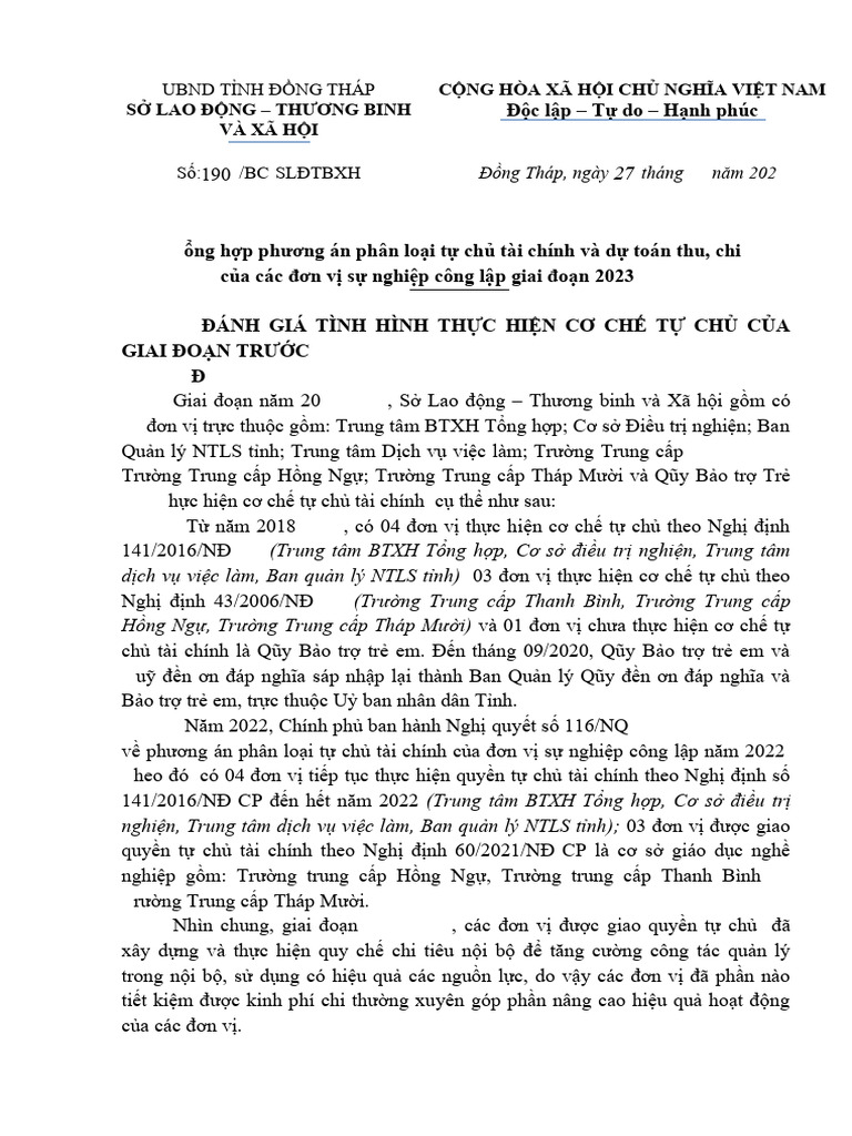 Bc Tong Hop Phuong an Tu Chu(1) | PDF