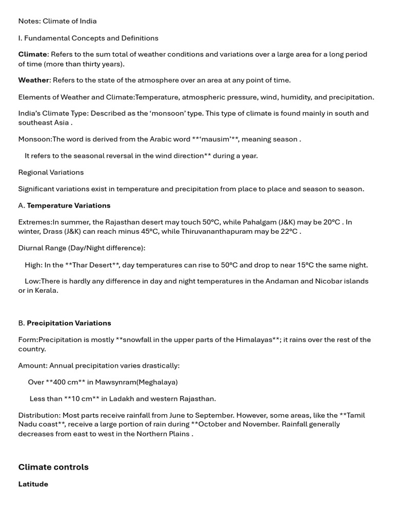 CLASS IX CLIMATE NOTES - Docx - 20251105 - 164459 - 0000 | PDF ...