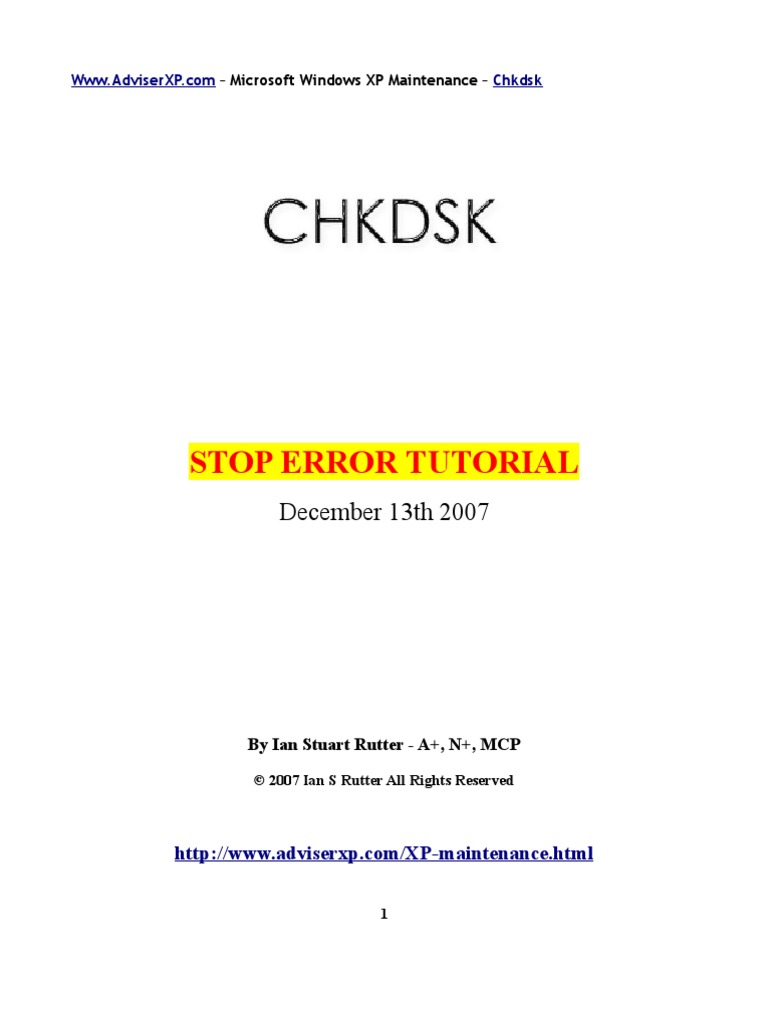 Stop Error Tutorial: December 13th 2007 | Download Free PDF | File ...