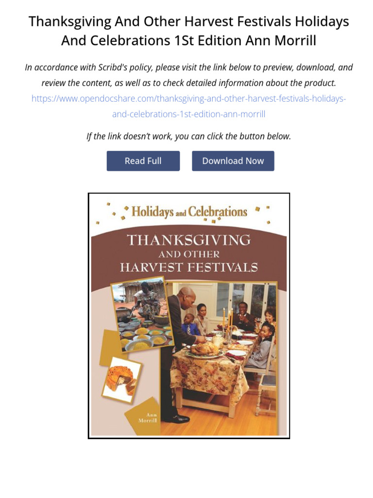 Thanksgiving and Other Harvest Festivals Holidays and Celebrations 1st ...