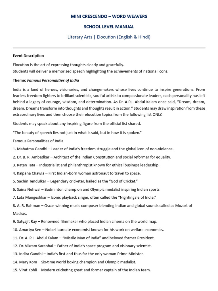 Mini Crescendo 2026 (Literary Arts Manual) | PDF | Poetry | Festival