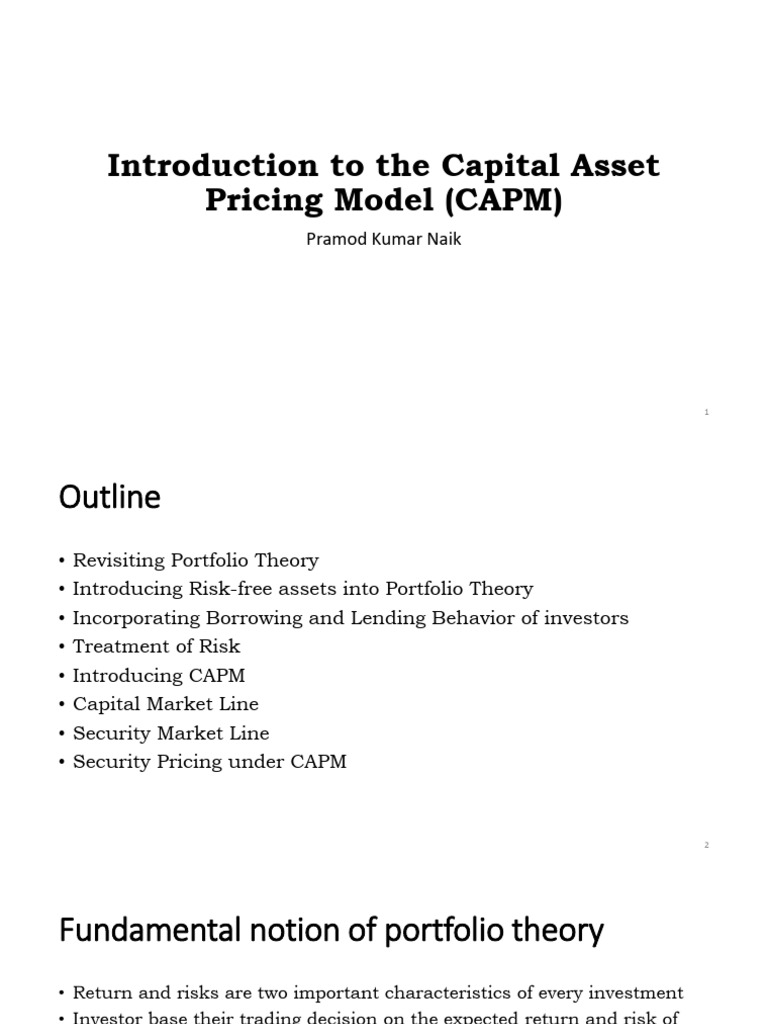 The Capital Asset Pricing Model (CAPM) and APT | PDF | Modern Portfolio ...