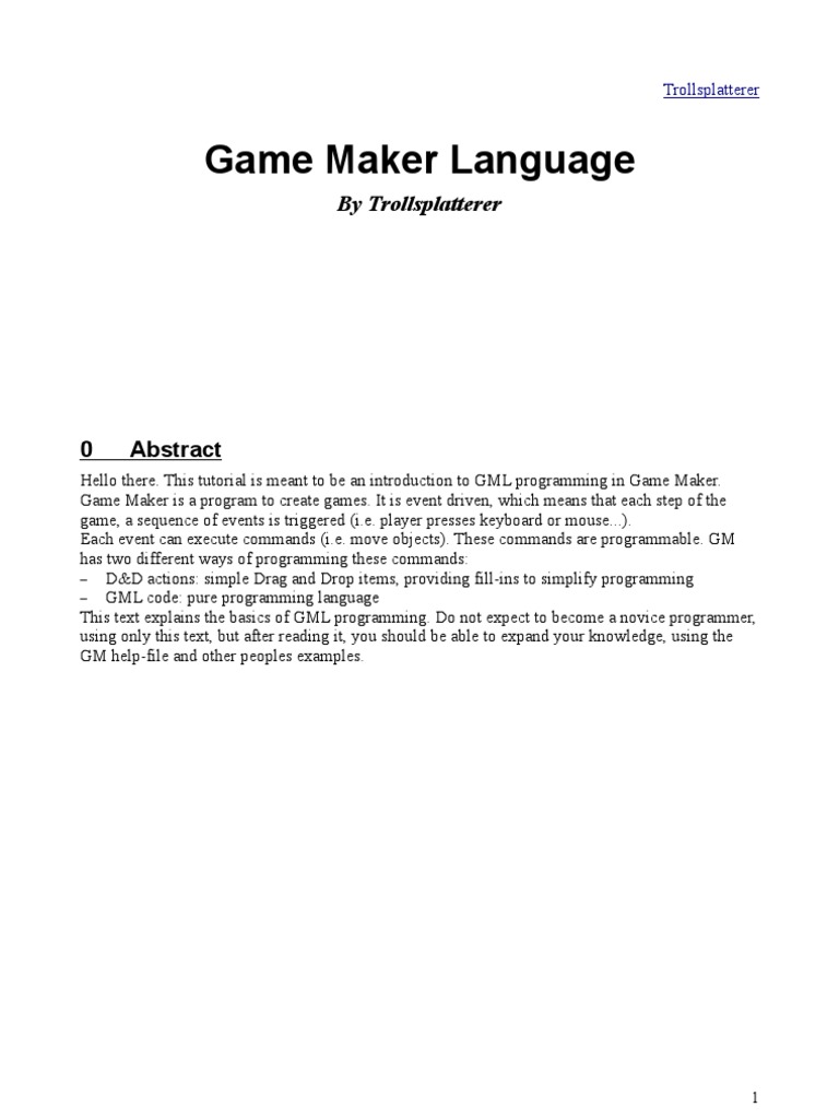 GML | PDF | Control Flow | Variable (Computer Science)
