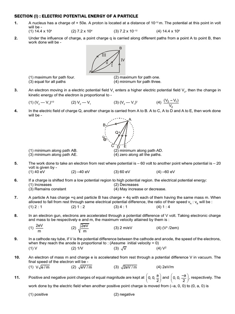 Electric Potential Energy Point Charge | PDF | Electronvolt | Electron
