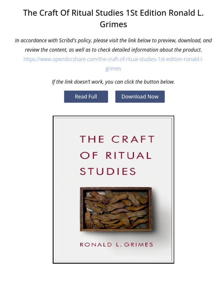 The Craft of Ritual Studies 1st Edition Ronald L. Grimes available all ...