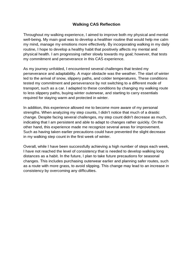 Walking CAS Reflection | PDF