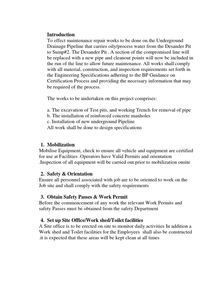 Method Statement | PDF | Trench | Excavation (Archaeology)