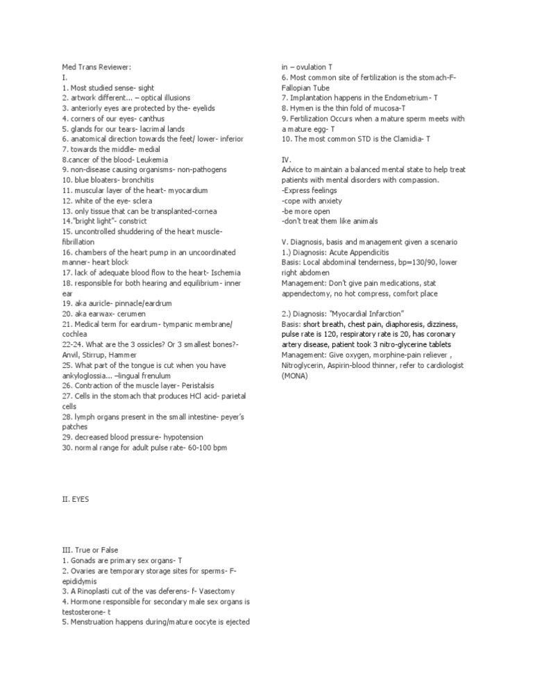 Med Trans Reviewer | PDF | Ear | Heart