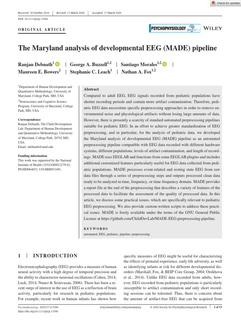 Pediatric EEG Preprocessing Pipeline | PDF | Electroencephalography ...