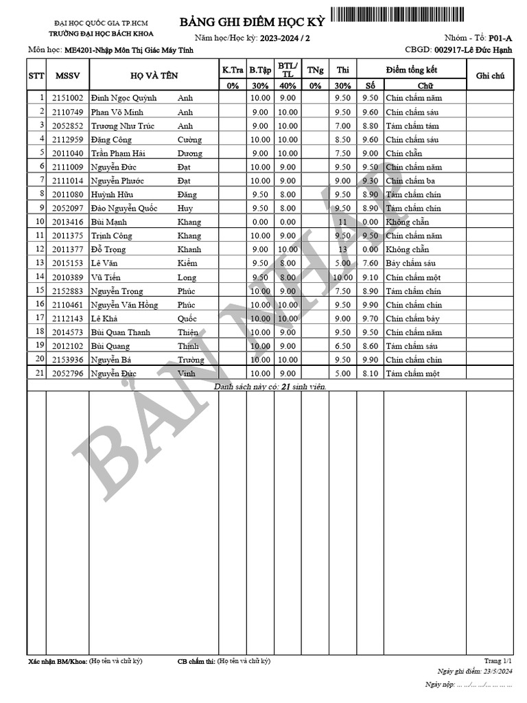 Bang Diem Nhap - 1.20232.ME4201.P01.A | PDF