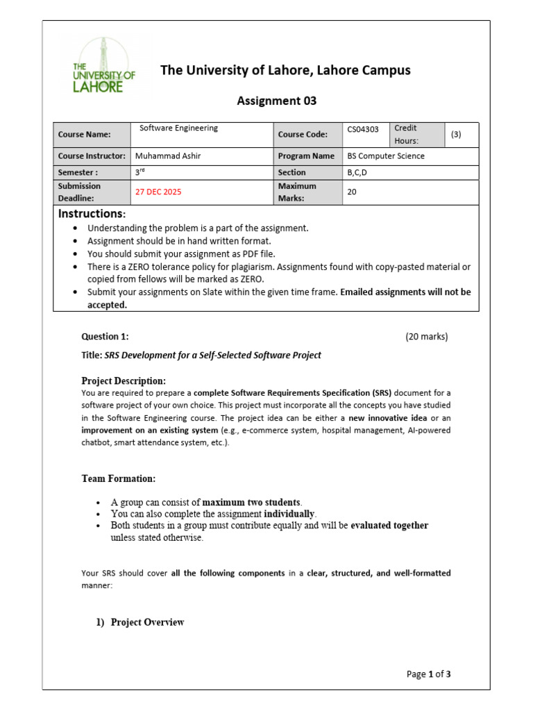 Assignment 03 SE (1) | PDF | Use Case | Computing