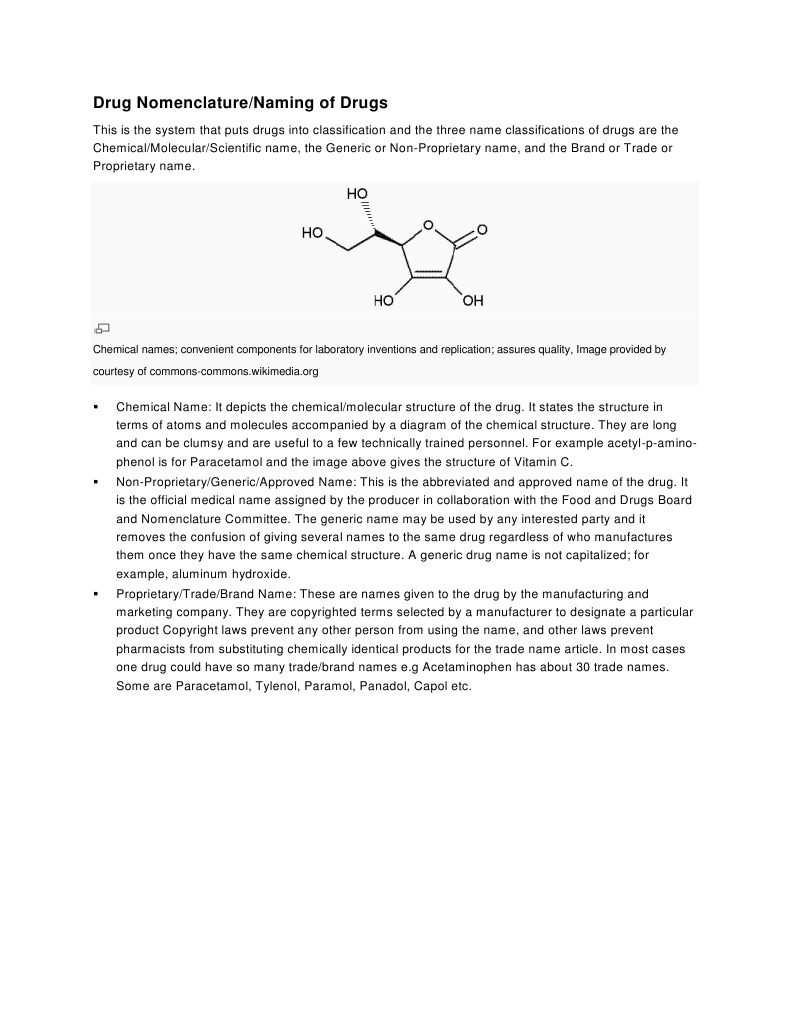 Drug Nomenclature | PDF