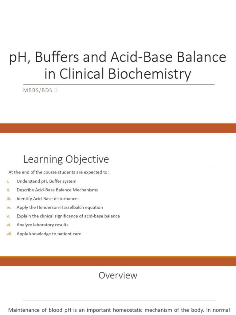 pH and Acid-Base Balance in Biochemistry | PDF | Buffer Solution | Acid