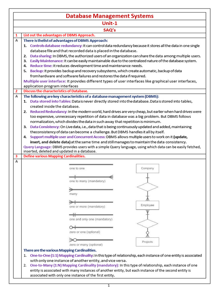 Dbms Qb & Answers-1 | PDF | Relational Model | Databases