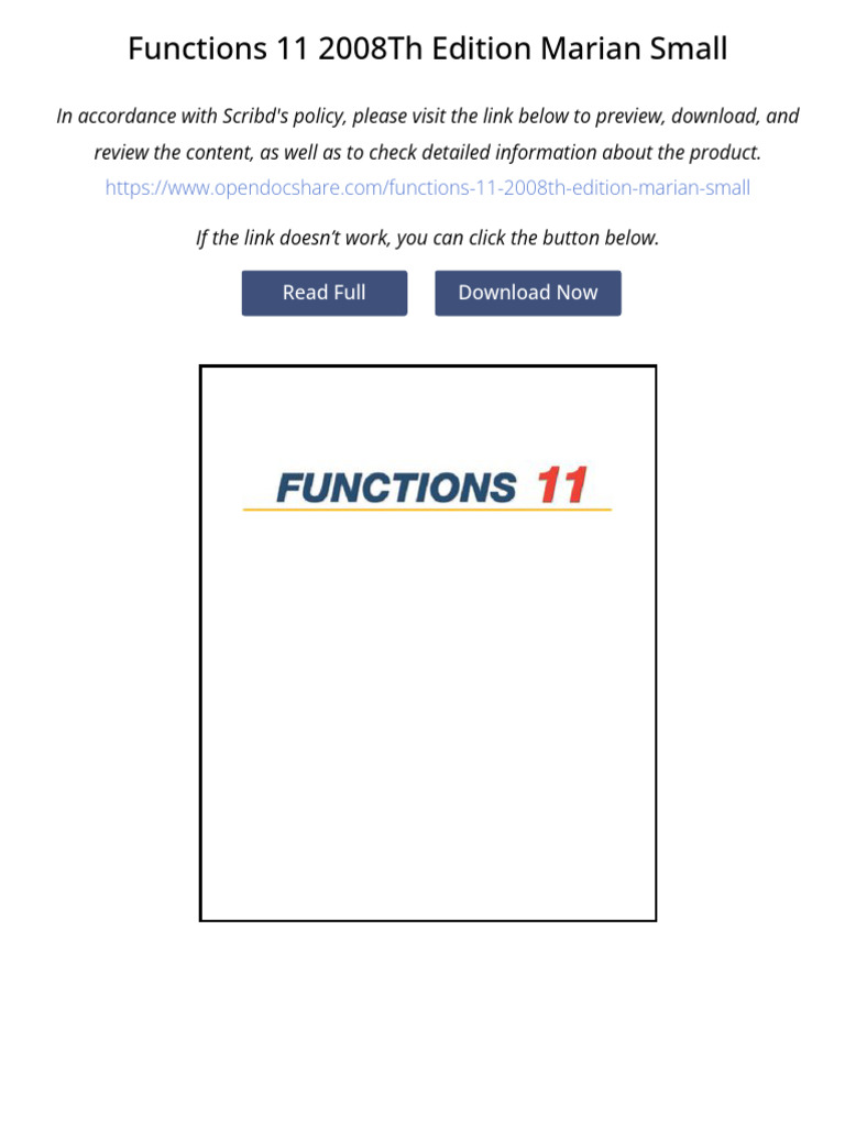 Functions 11 2008th Edition Marian Small online pdf | PDF ...