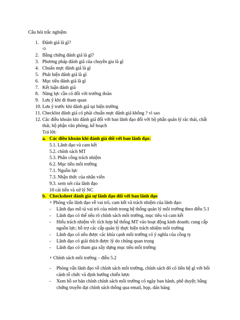 Ghi Chép ISO 14k Học LEAD Thi | PDF