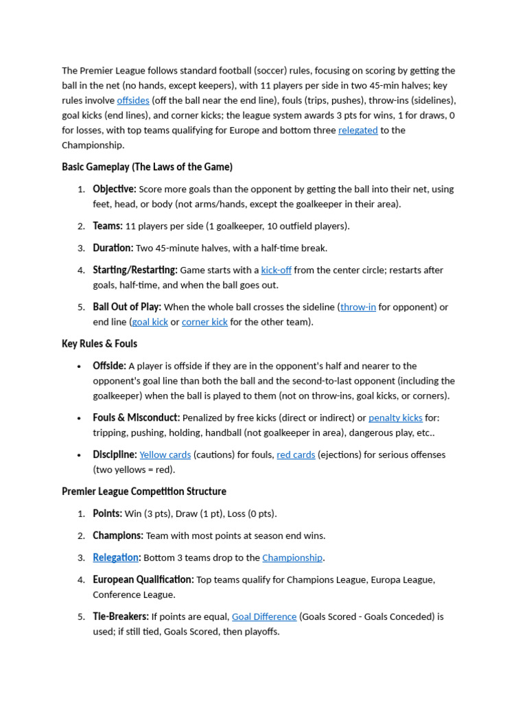 The Premier League Follows Standard Football | PDF | Association ...