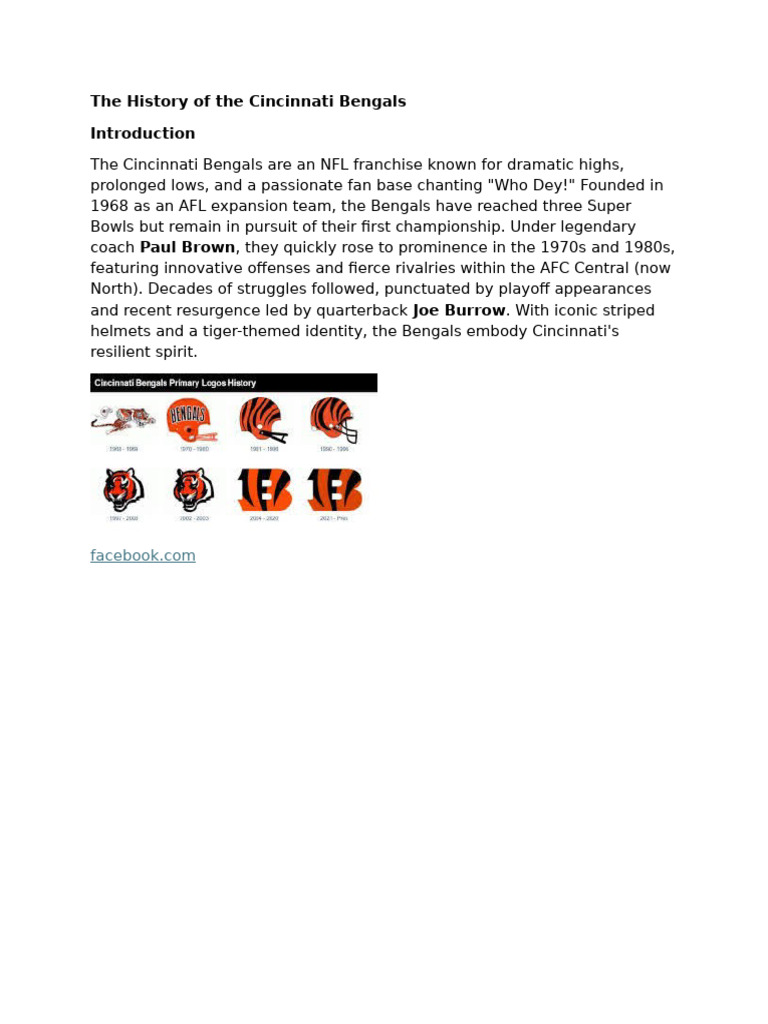 Cincinnati Bengals: A Franchise History | PDF | American Football Teams ...