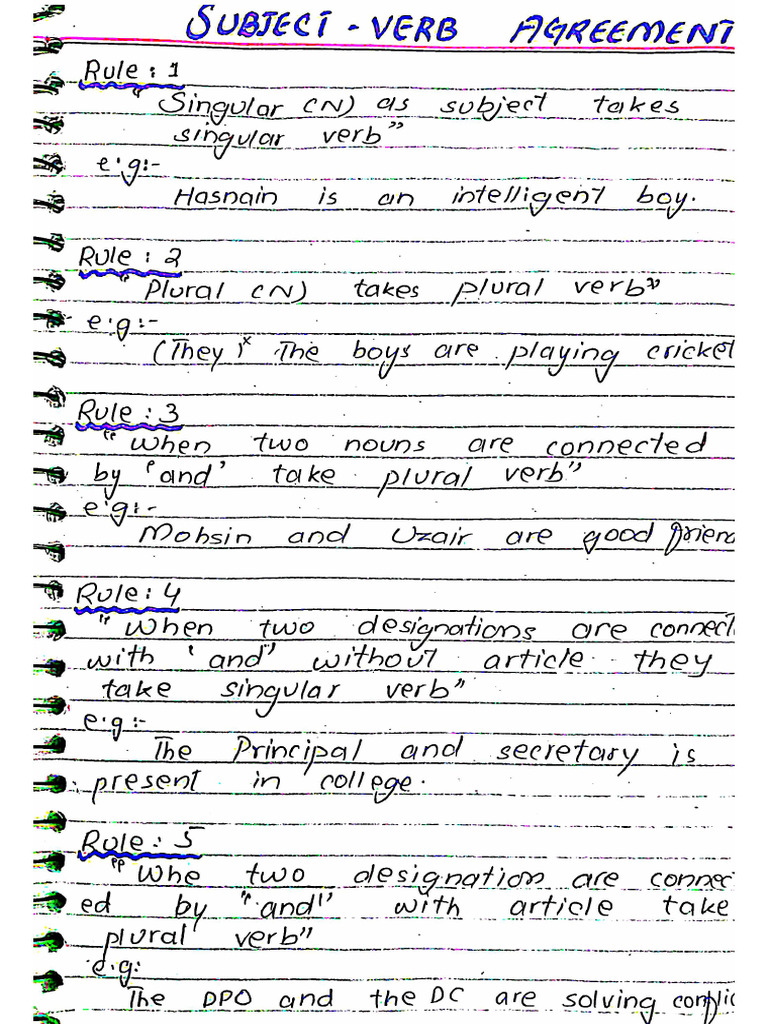 Subject Verb Agreement Rules | PDF