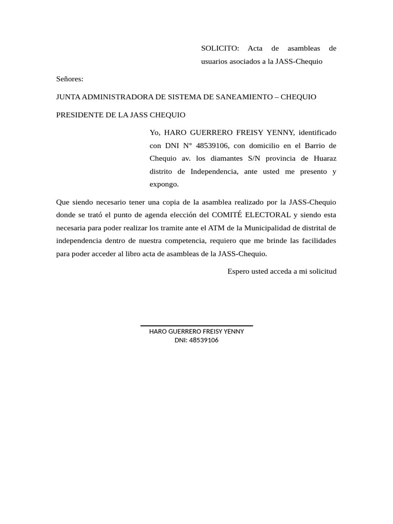 Solicito Libro Asambleas | PDF