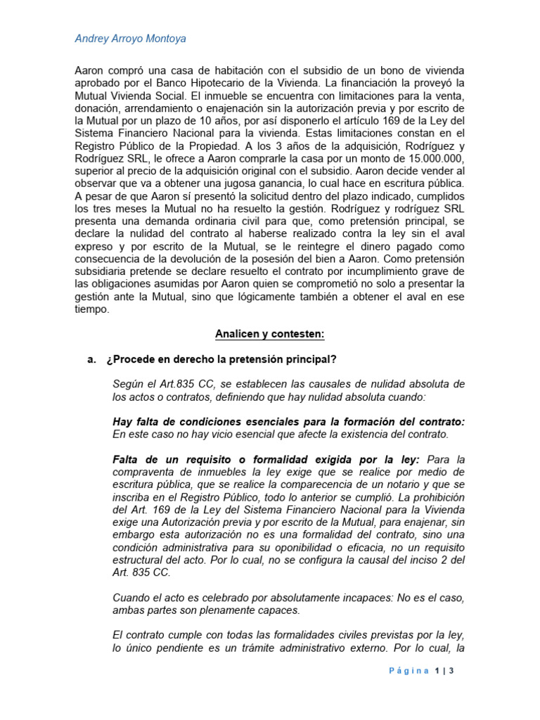 Caso de Nulidad Aaron (Andrey Arroyo Montoya) | PDF