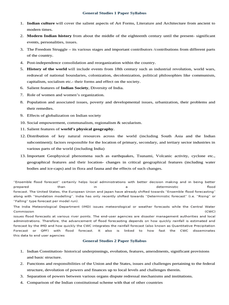 General Studies Paper Syllabus Overview | PDF | Weather Forecasting ...