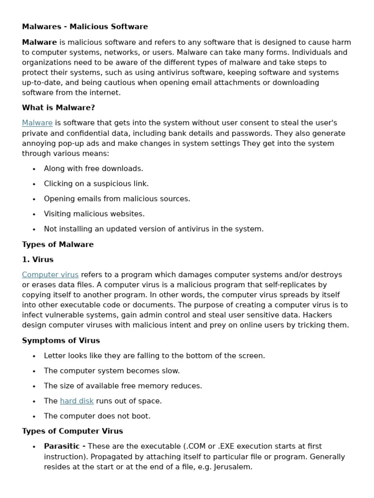 Understanding Malware Types and Protection | PDF | Malware | Computer Virus