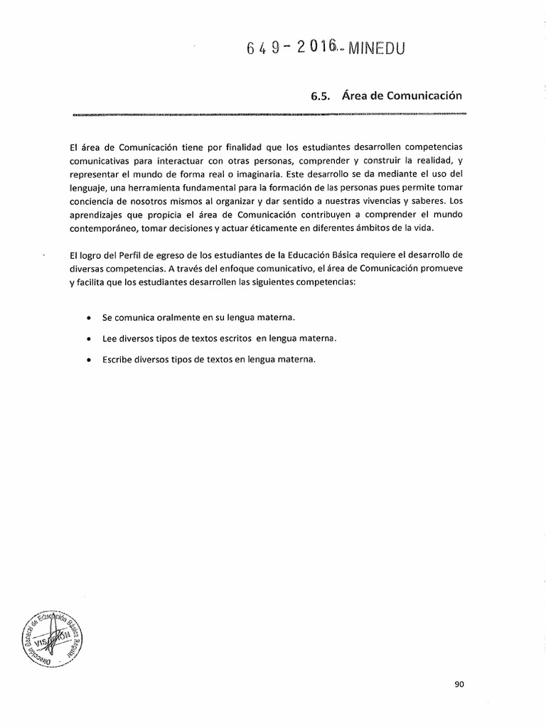 01. Programa Curricular Del Área de Comunicación (CNEB) | PDF