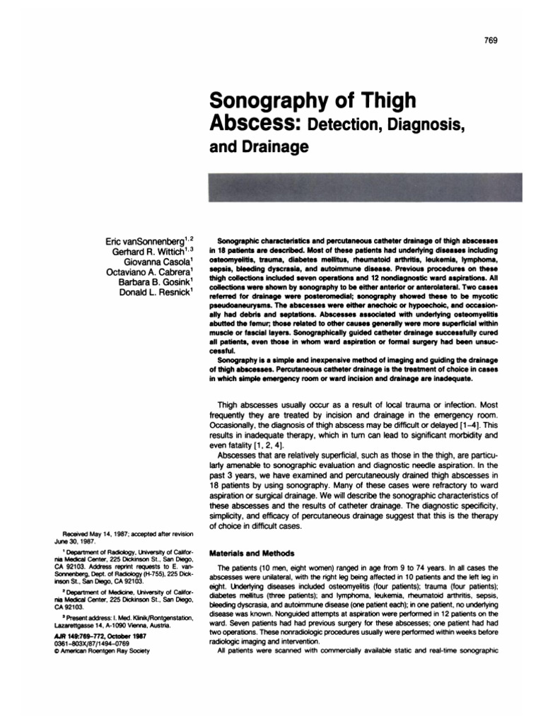 Sonography of Thigh Abscess | PDF | Medical Ultrasound | Radiology